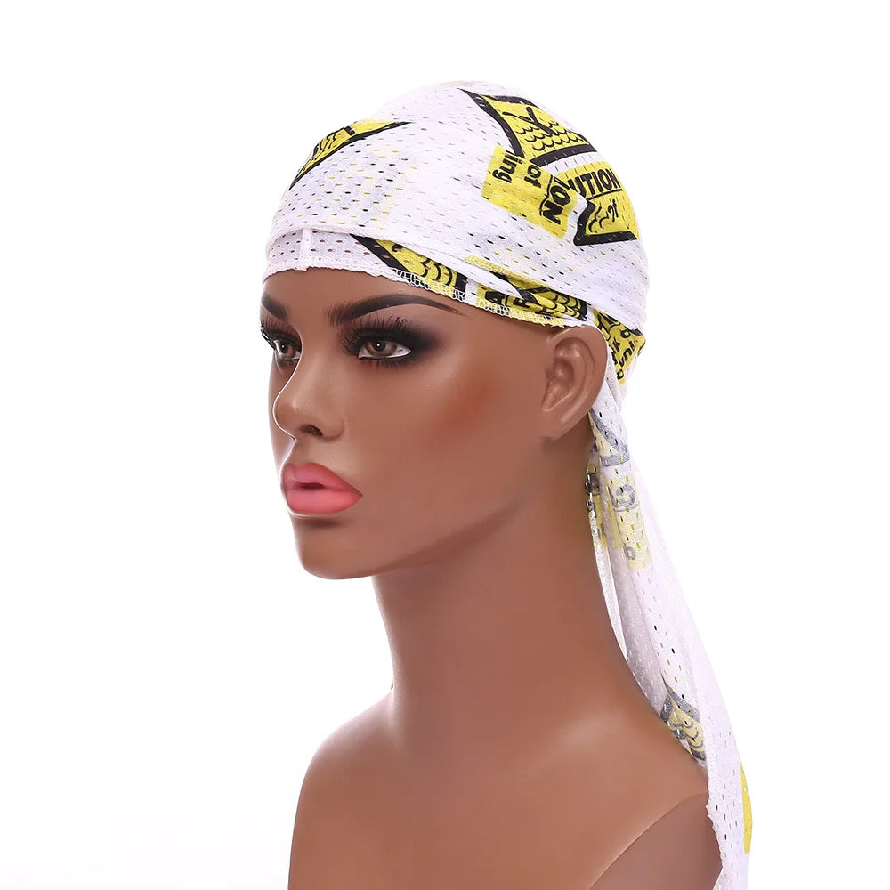 White Caution Mesh Durag – Taelor Boutique