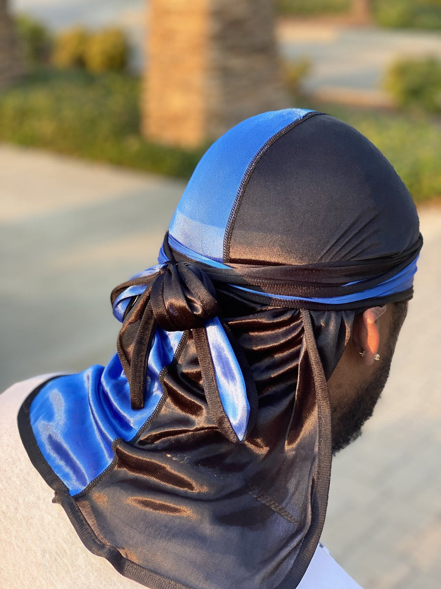 Blue & Black Two Tone Silky Durag – Taelor Boutique