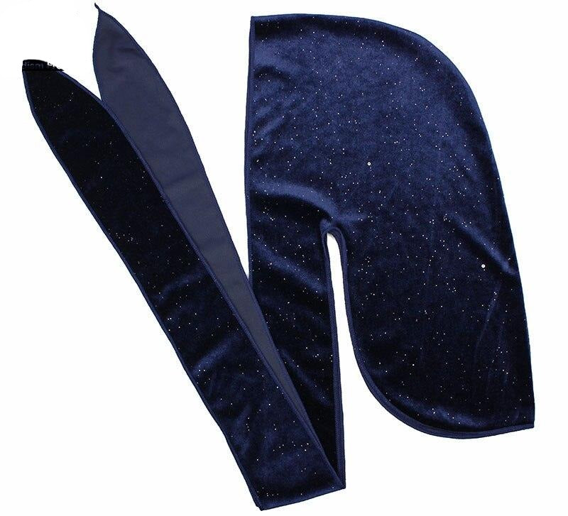 Navy Blue Luxury Shiny Velvet Durag – Taelor Boutique